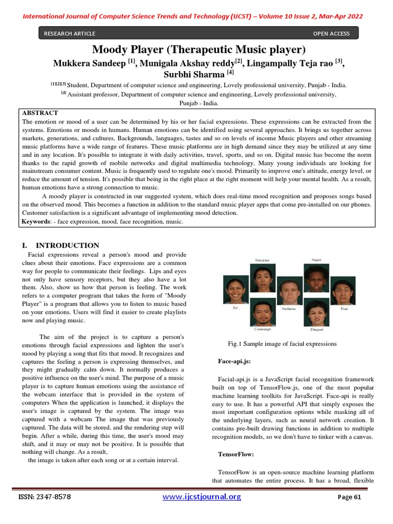 Mood-Based Music Player System | PDF | Java Script | Html
