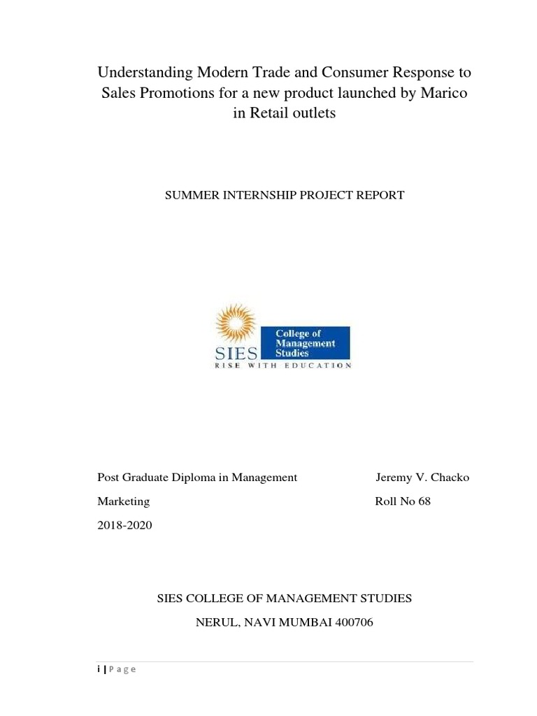 SIP Report - Jeremy | PDF | Retail | Behavior