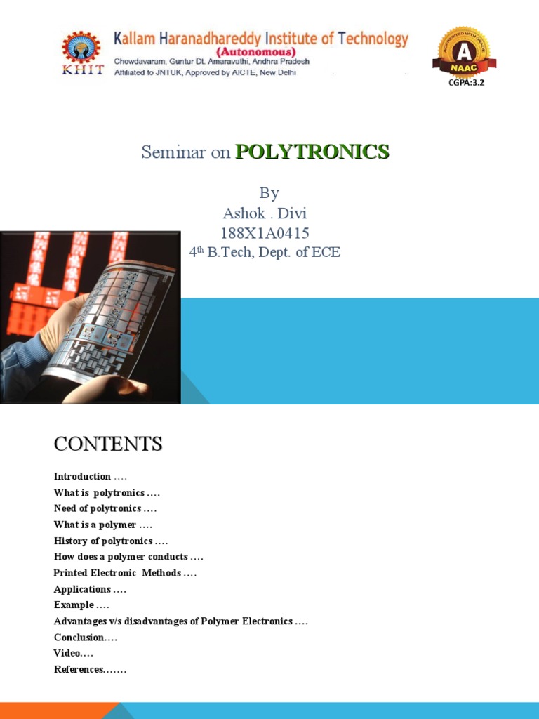 Fdocuments - in - Polytronics Seminar Report | PDF | Polymers | Electronics