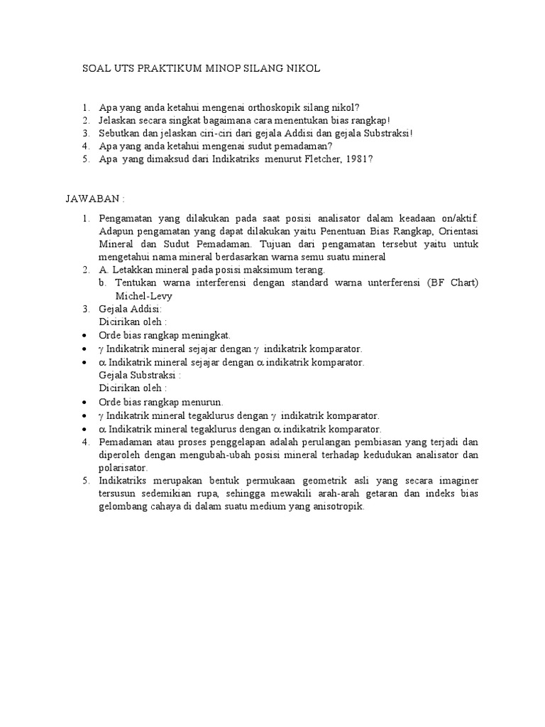 Soal Uts Praktikum Minop Silang Nikol-1 | PDF | Sains & Matematika