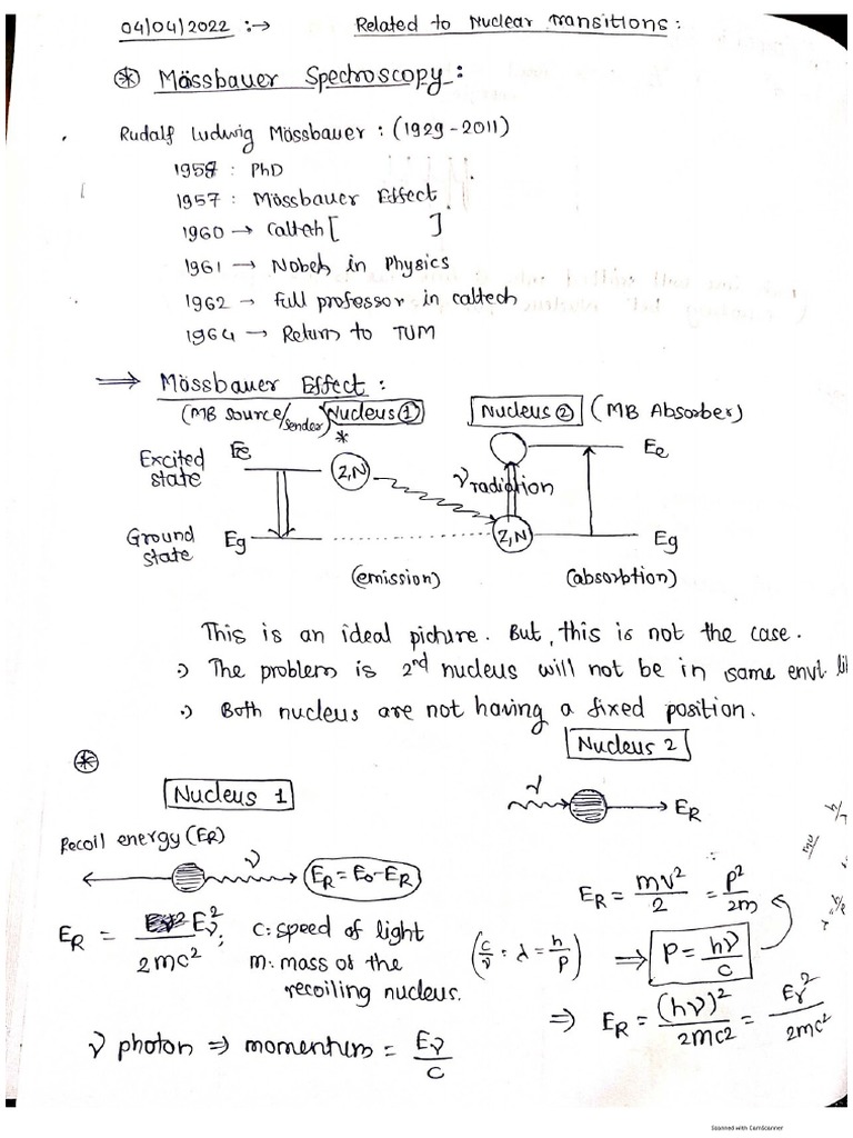 Mossbauer Spectroscopy Notes | PDF