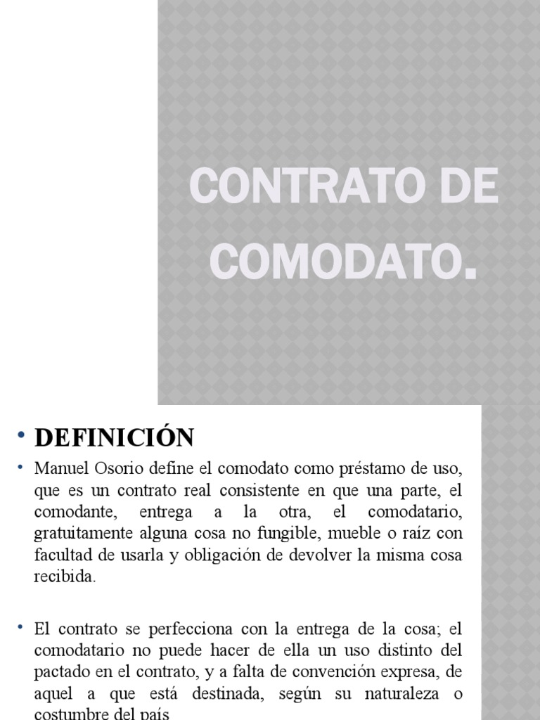 Contrato de Comodato | PDF | Ley común | Derecho civil (sistema legal)