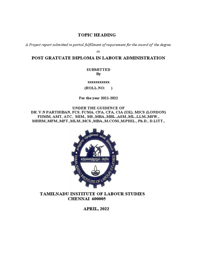 Topic Heading: A Project Report Submitted in Portial Fulfillment of ...