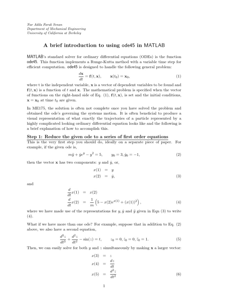 Ode 45 | PDF | Ordinary Differential Equation | Function (Mathematics)