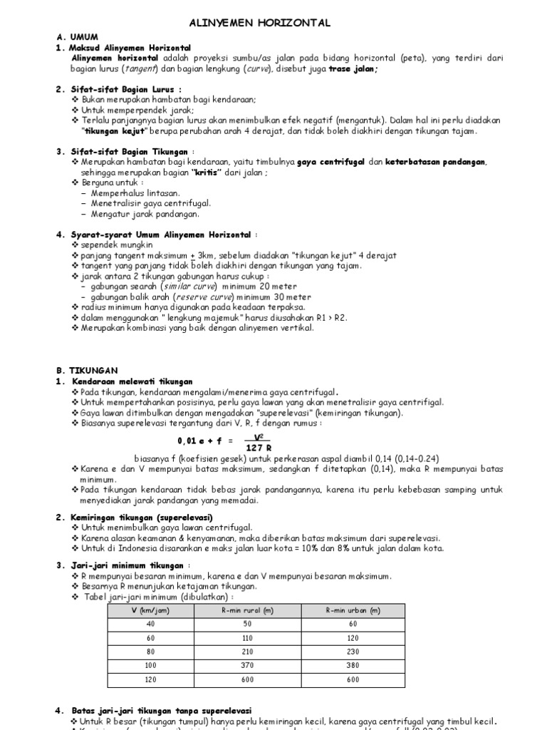 Bahan Kuliah 3 Alinyemen Horizontal | PDF