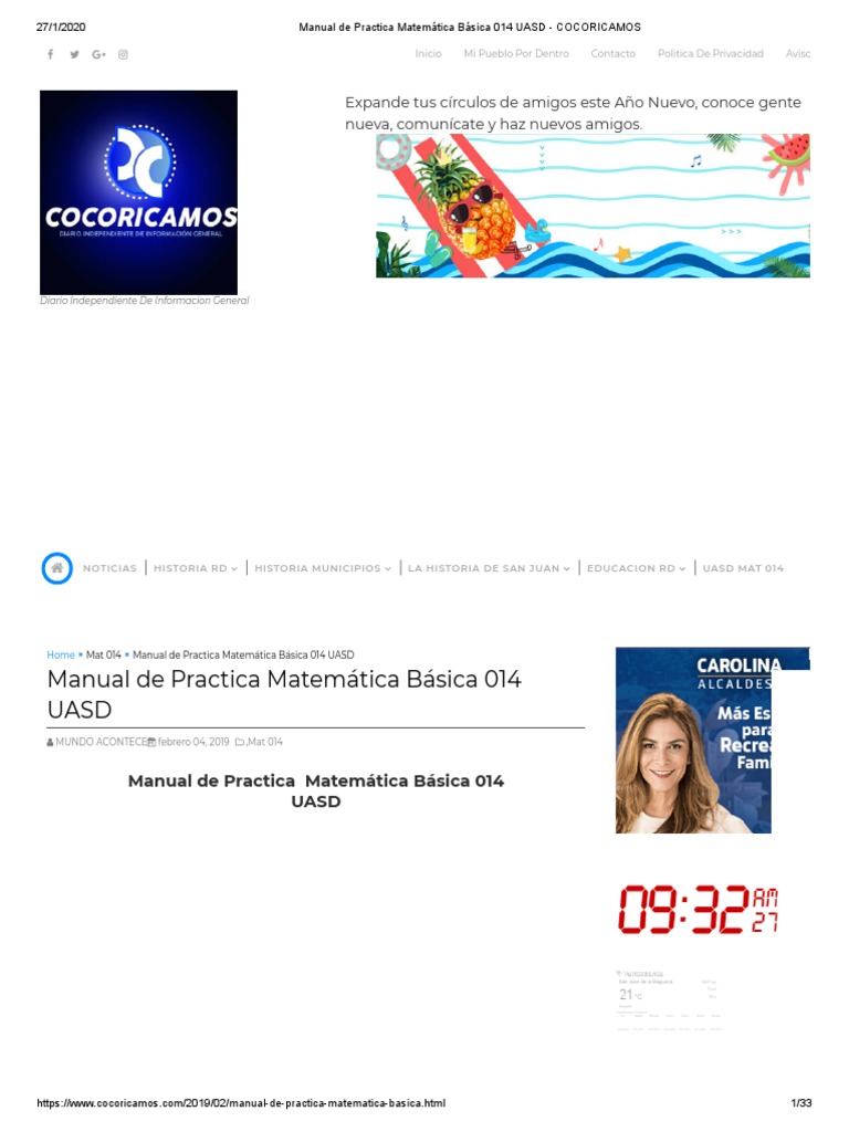 Manual de Matemática Básica UASD 014 | PDF | Science
