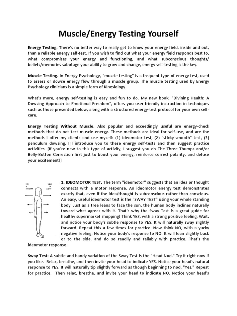 Self Muscle Testing Techniques | PDF | Thought | Psychology