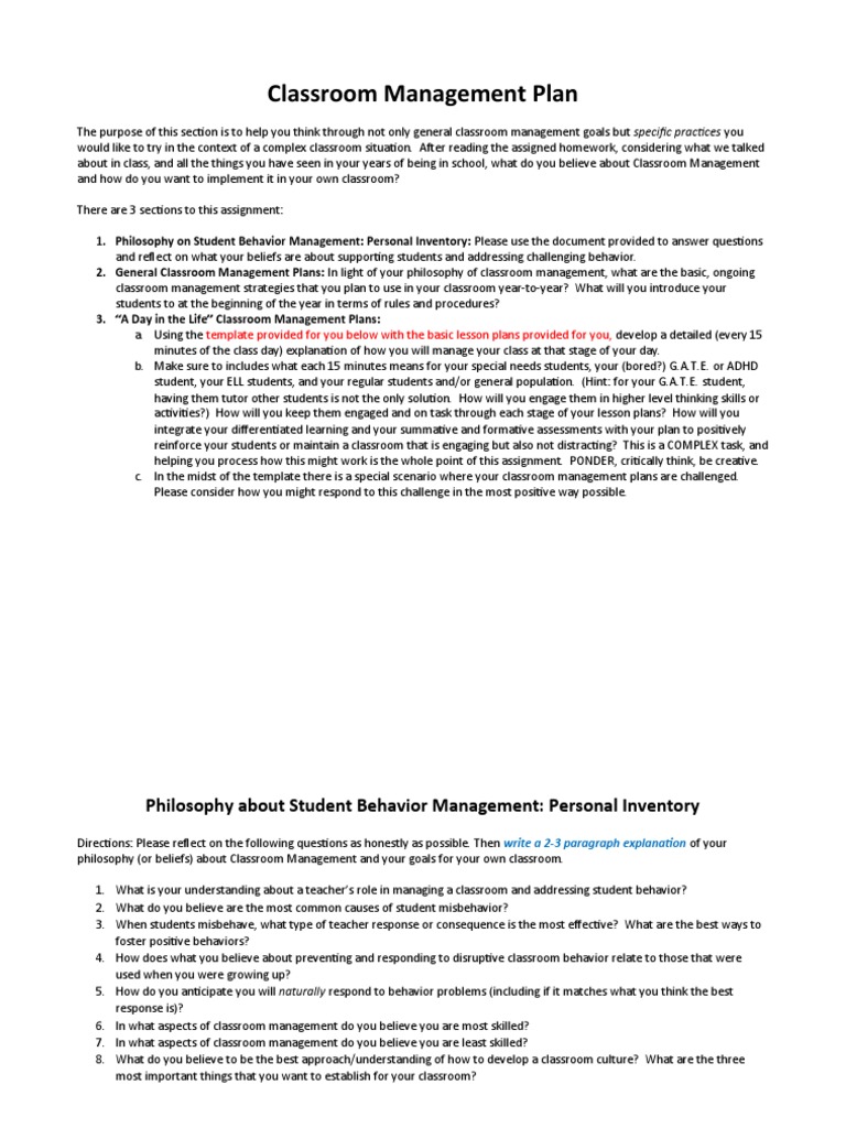 Classroom Management Plans | PDF | Classroom Management | Lesson Plan