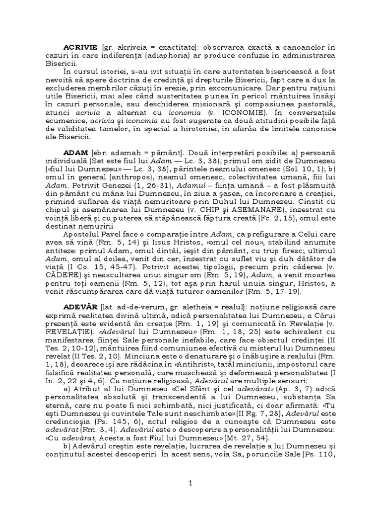 Dictionar Dogmatica Parintele Bria - Rezumat | PDF