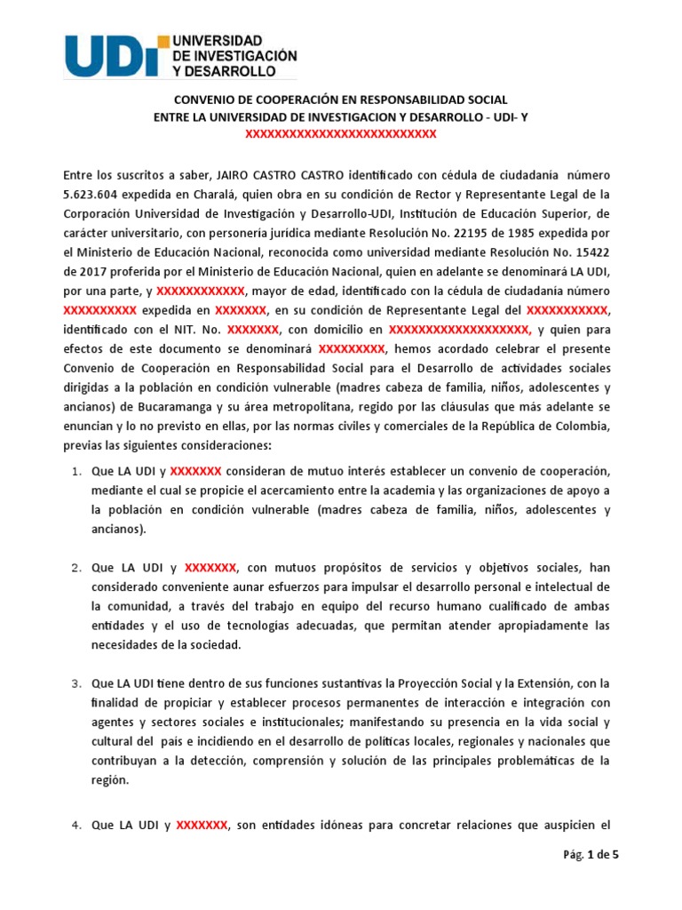 PSC 02 Modelo Convenio Marco Responsabilidad Social | Download Free PDF ...
