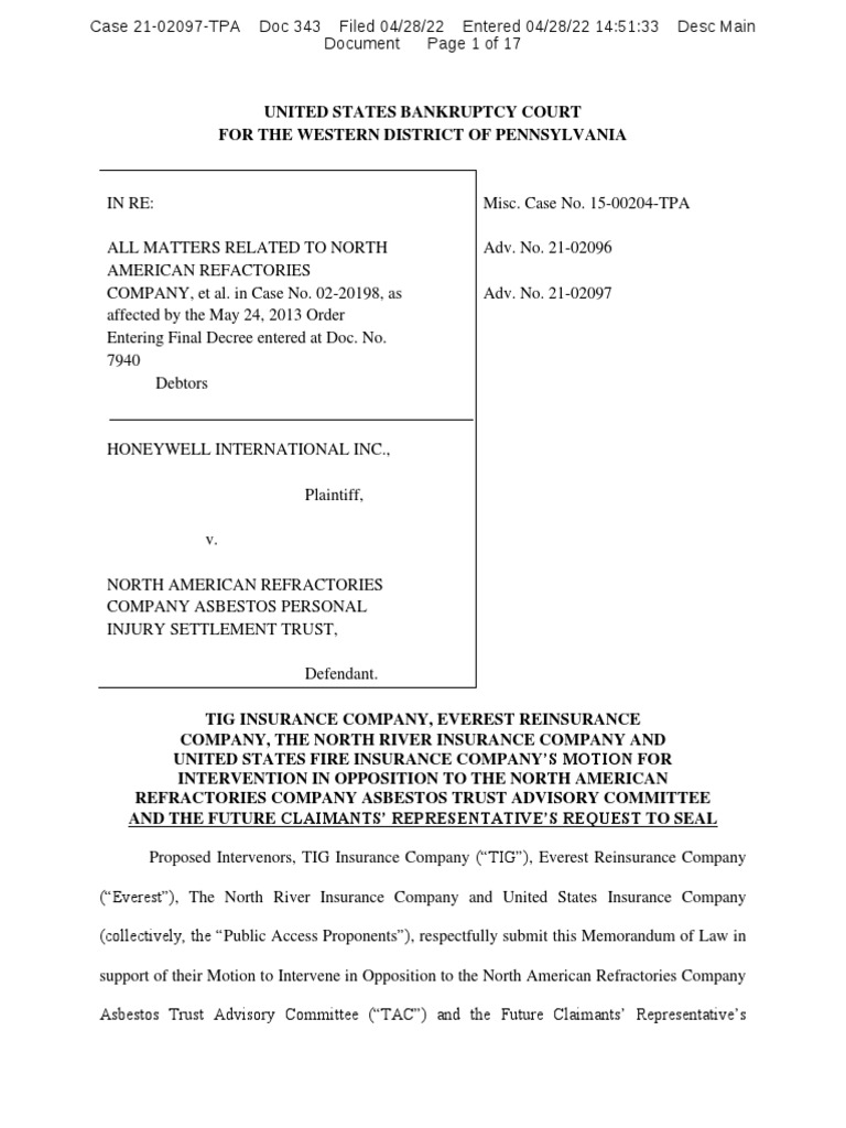 Insurers' Motion To Intervene in Opposition To Narco Motion To Redact 4 ...