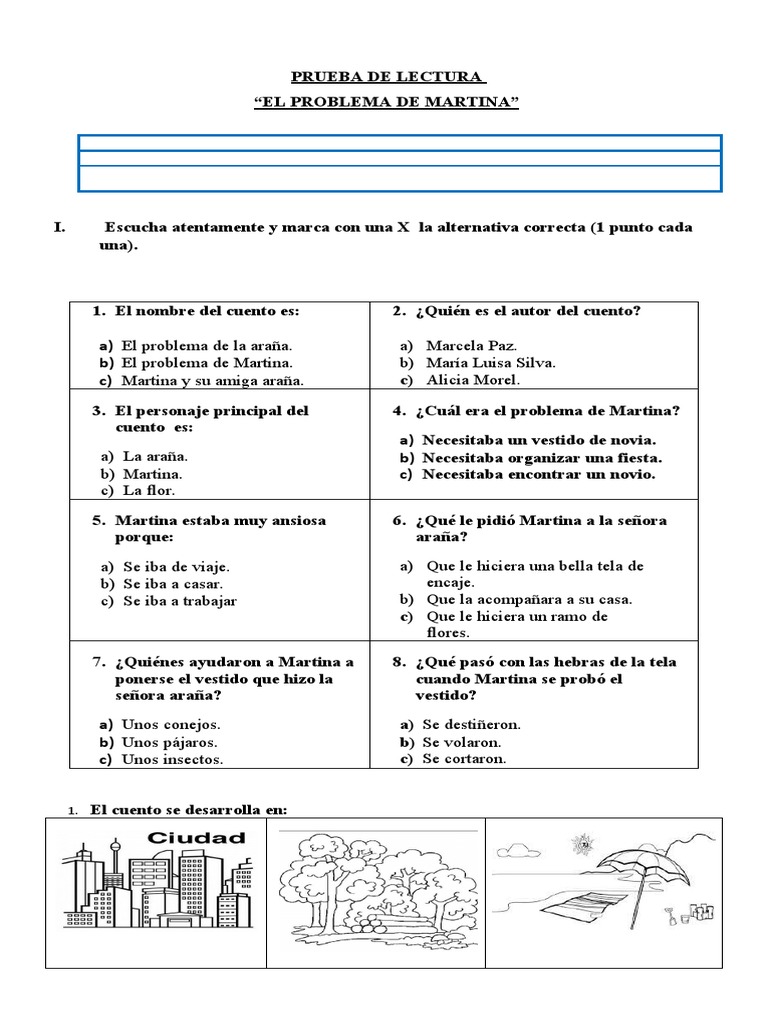 Prueba de lectura: El problema de Martina | PDF | Hogar, jardinería y ...
