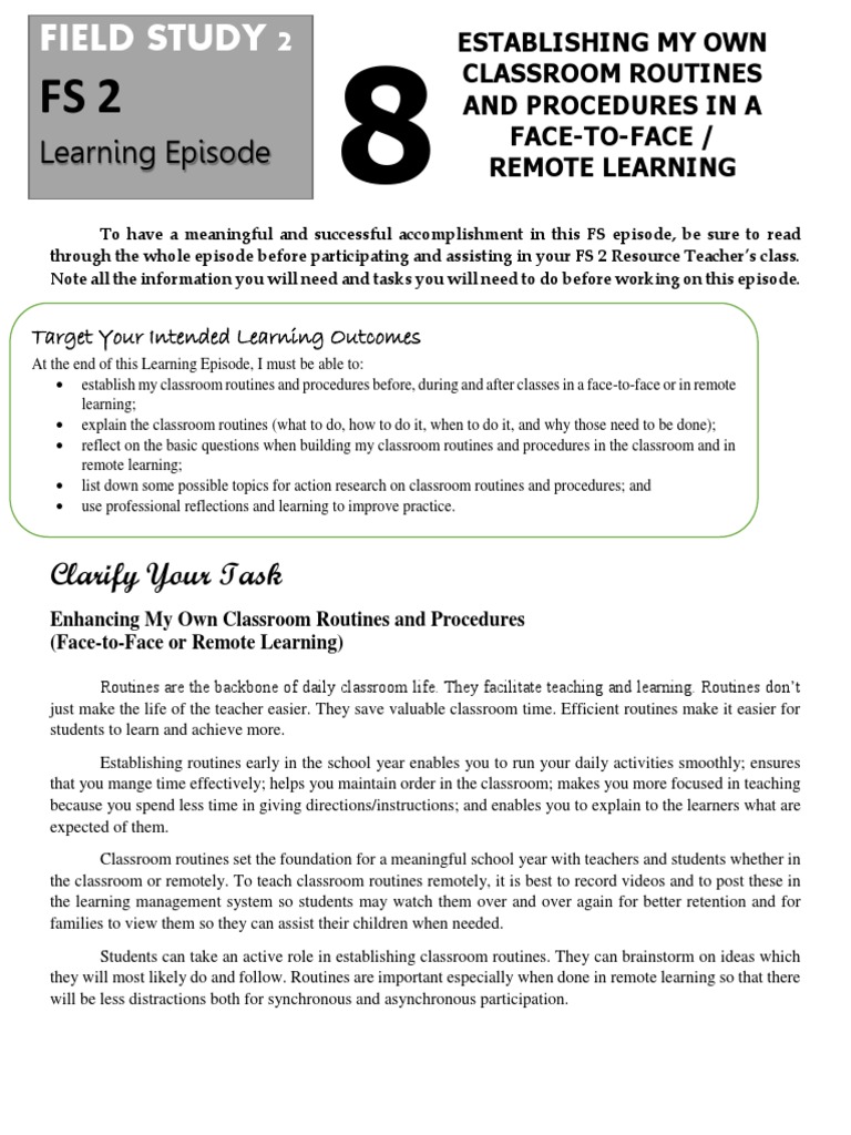 Learning Episode: Clarify Your Task | PDF | Classroom | Distance Education