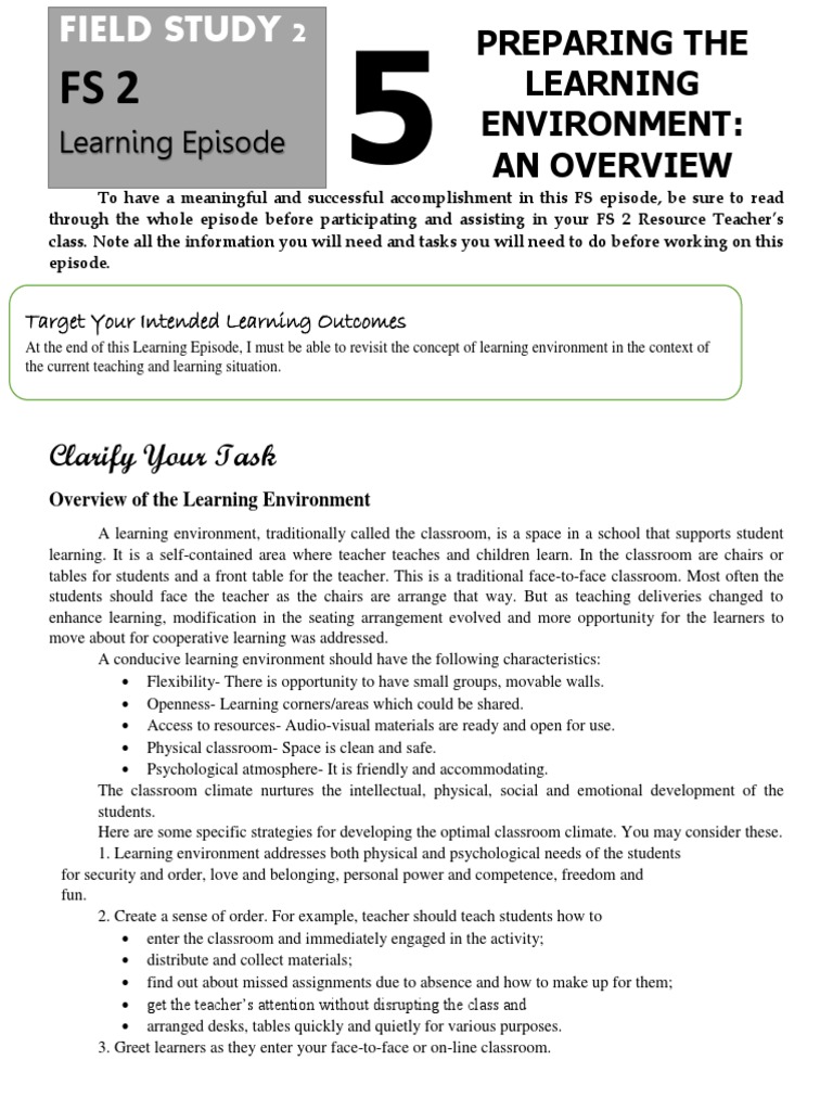 Field Study 2 Episode 5 | PDF | Learning | Classroom