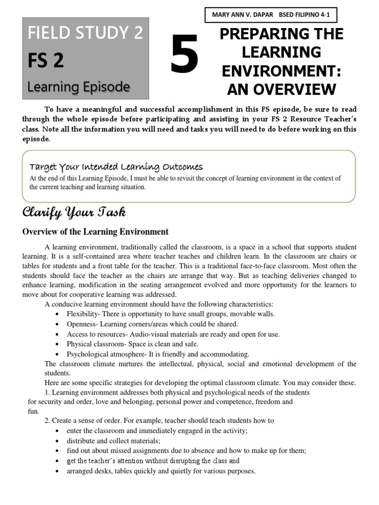 FS2 Episode 5 | PDF | Learning | Classroom