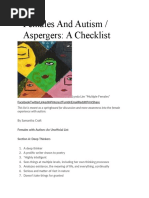 Females and Autism: A Comprehensive Checklist | PDF | Asperger Syndrome ...