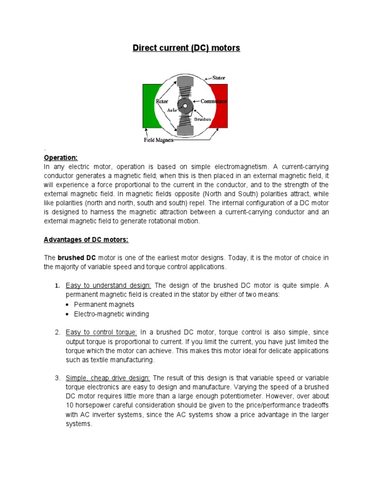 Direct Current (DC) Motors: Operation | PDF | Electric Motor | Magnetic ...