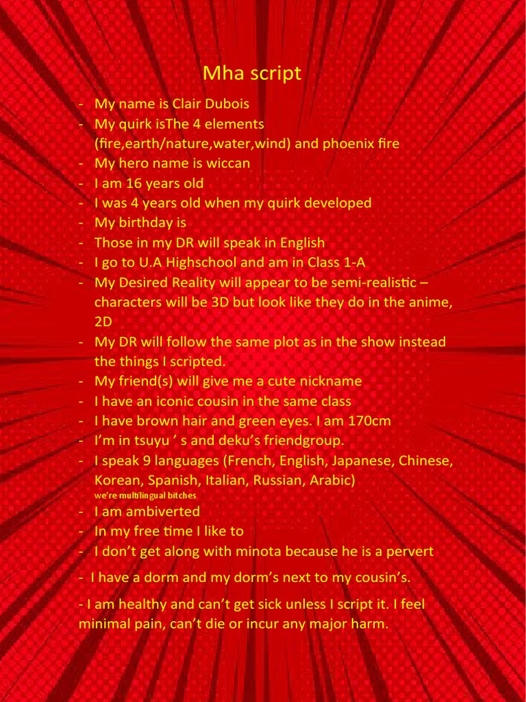 Mha Script: We're Multilingual Bitches | PDF | Poetry | General Fiction