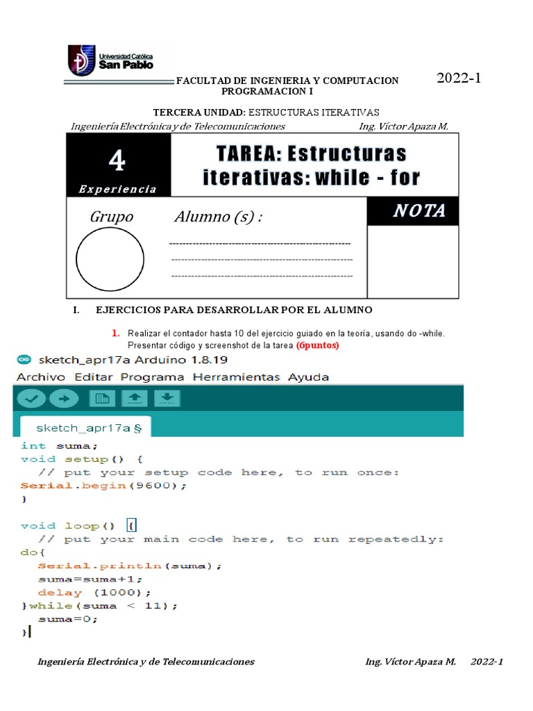 TAREA Estructura While - For | PDF | Ingenieria Eléctrica | Electrónica