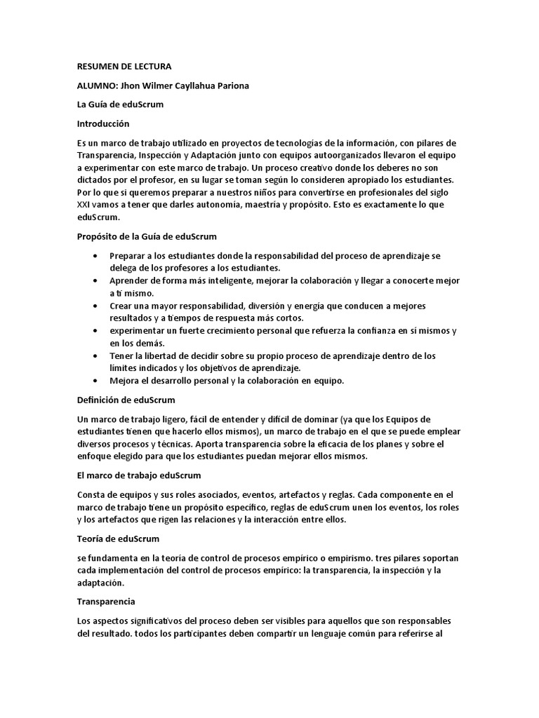 La Guía de EduScrum Control de Lectura | PDF | Aprendizaje | Maestros