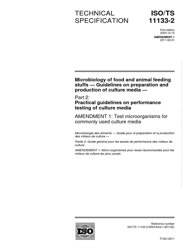 Technical Specification: Iso/Ts 11133-2 | PDF | International ...
