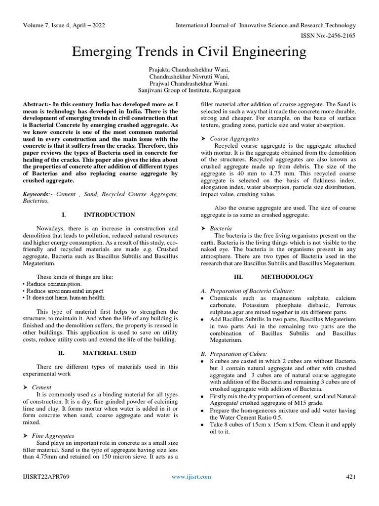 Emerging Trends in Civil Engineering | PDF | Concrete | Construction ...