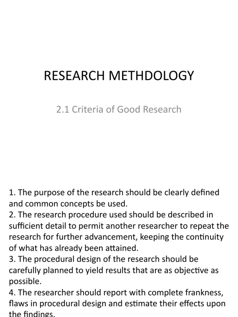 Essential Criteria for Good Research | PDF