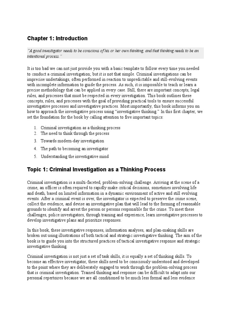 Criminal Investigation | PDF | Forensic Science | Thought