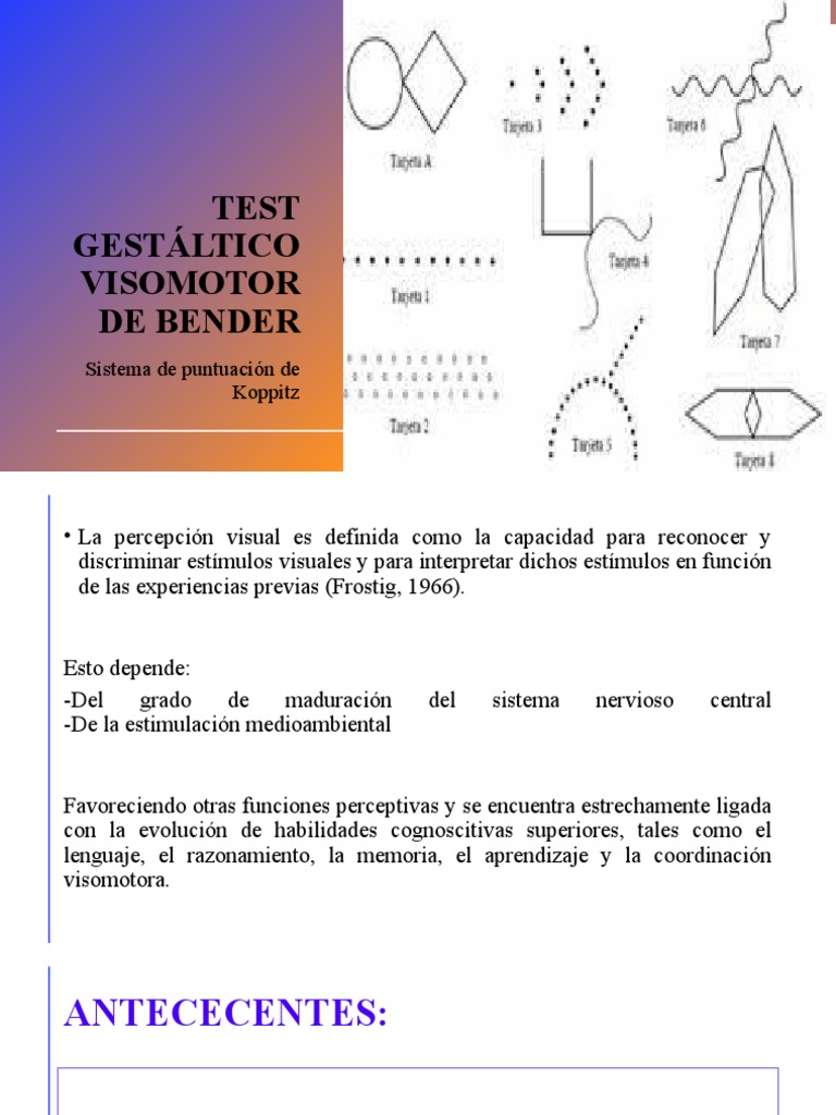 Test Gestáltico Visomotor de Bender | PDF | Percepción | Aprendizaje