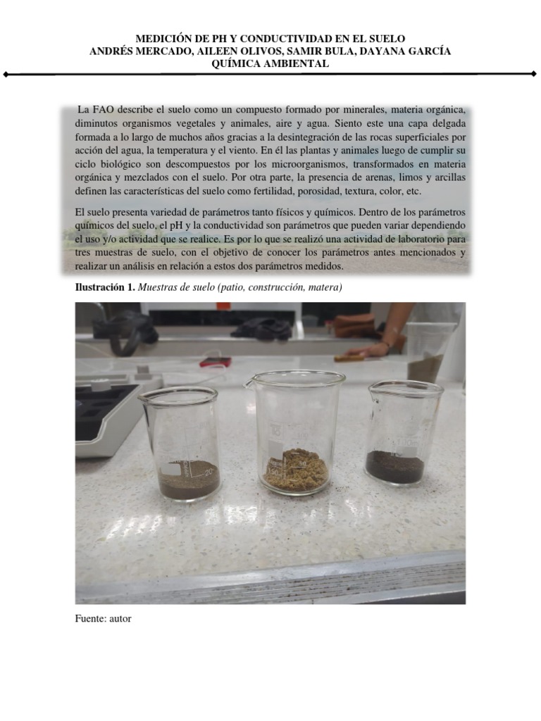 Informe de Laboratorio PH y Conductividad | PDF | Suelo | Ciencias fisicas