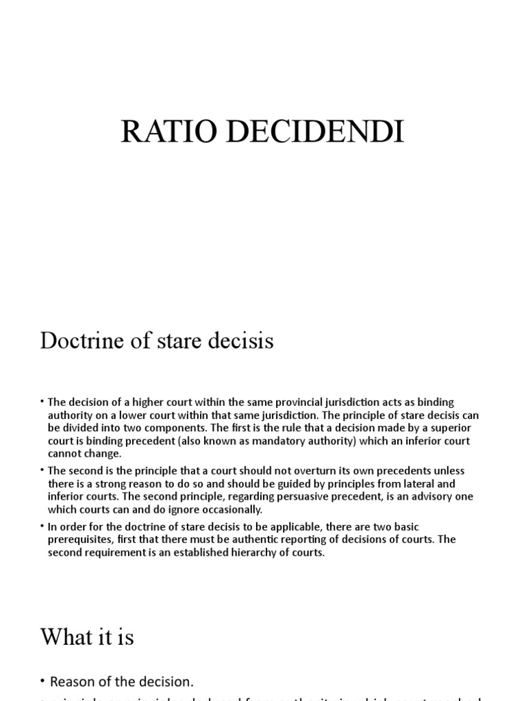 Ratio Decidendi | PDF | Precedent | Legal Concepts