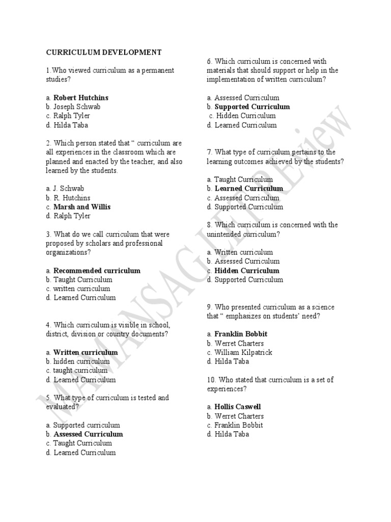 Curriculum Development Past Board | PDF | Curriculum | Educational ...