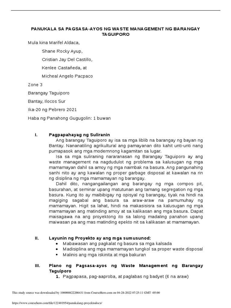 Panukalang Proyekto | PDF