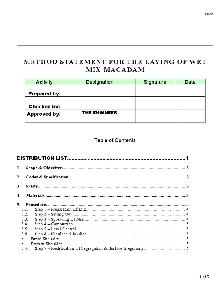 3.2 Method Statement-Wet Mix Macadam | PDF | Road Surface ...