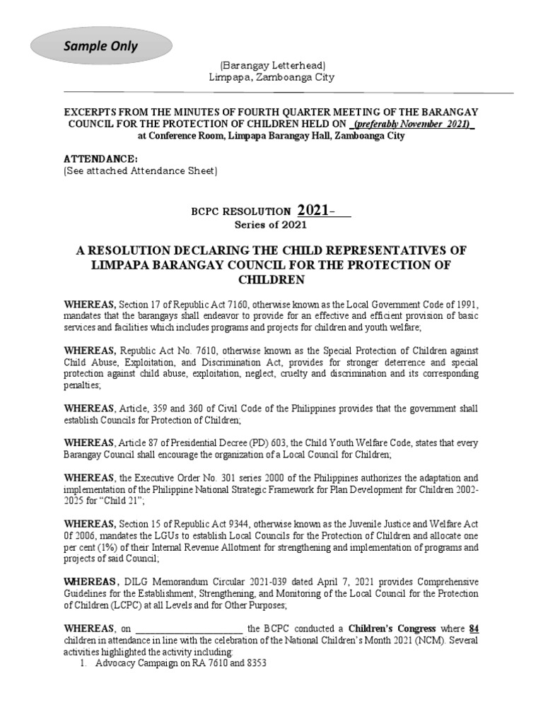 Draft Resolution - Child Representative | PDF | Applied Ethics | Social ...