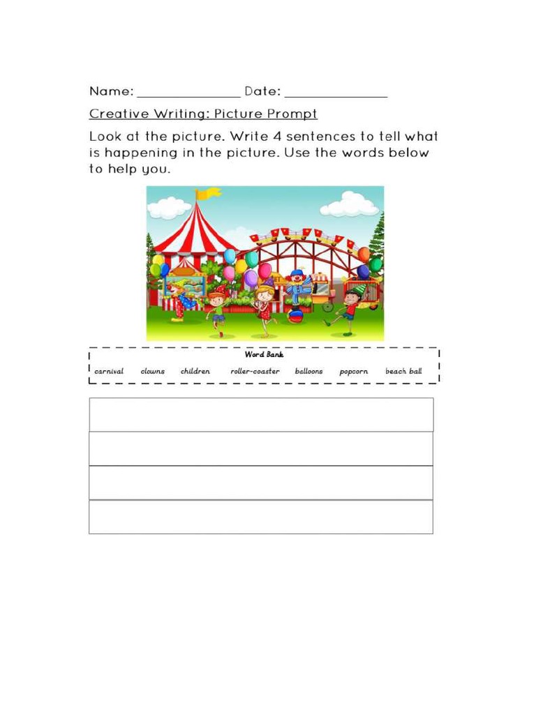 Creative Writing Worksheet STD 1 | PDF