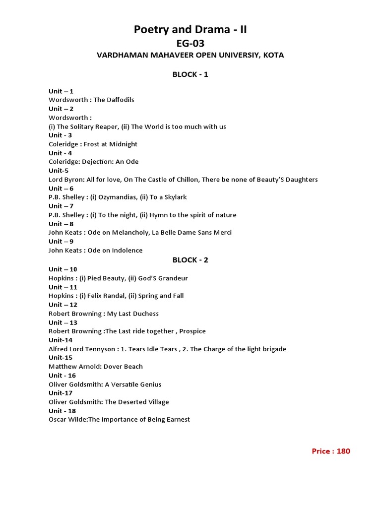 BA ENGLISH Poetry and Drama - 2 | PDF