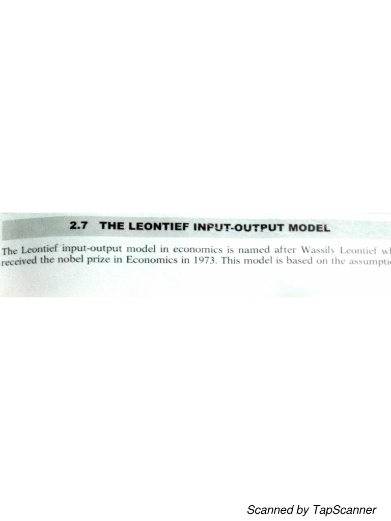 Leontief Input Output Model | PDF