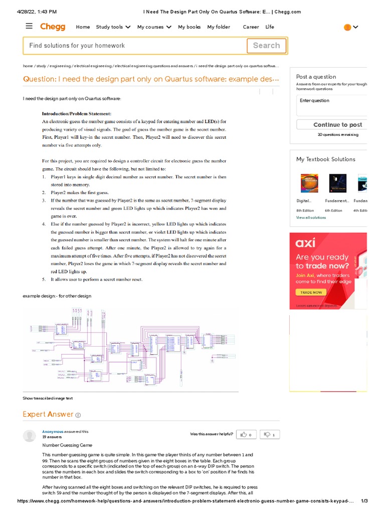 I Need The Design Part Only On Quartus Software - E... | PDF | Switch ...