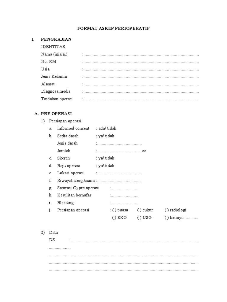Format Askep Perioperatif | PDF