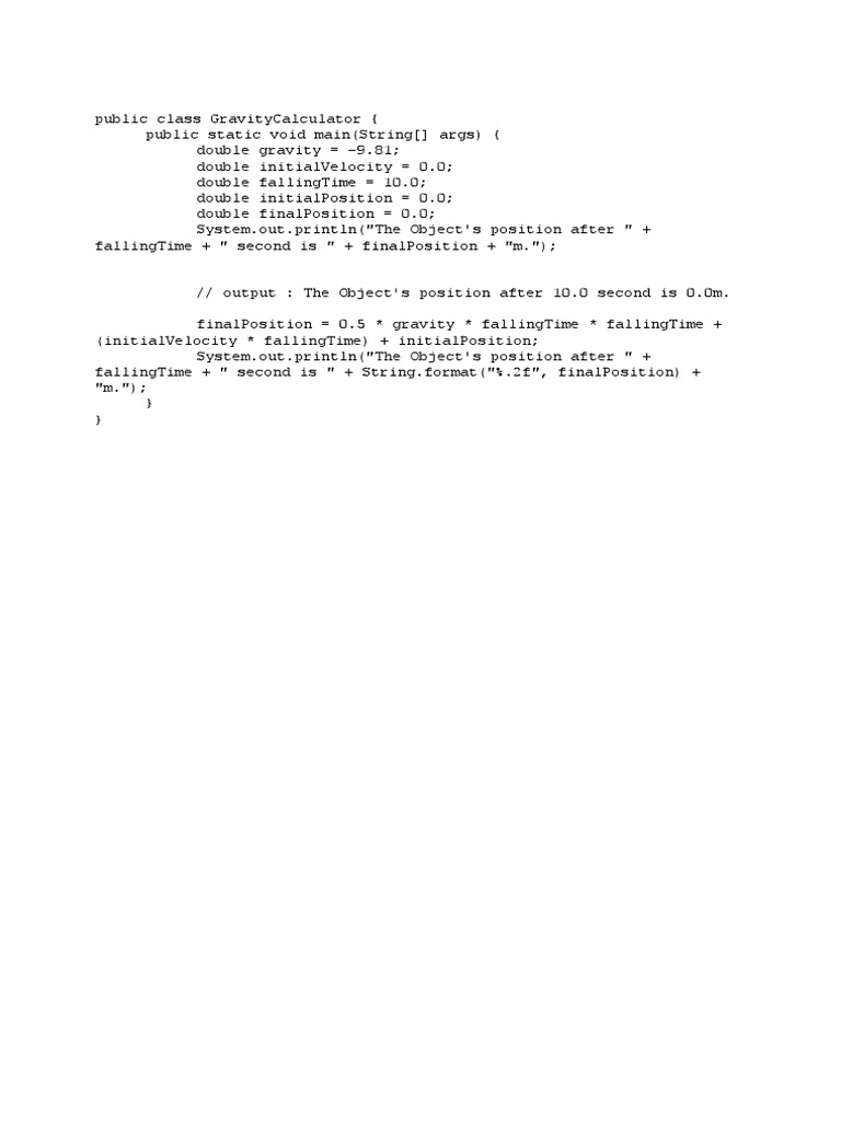 Gravity Calculator | PDF