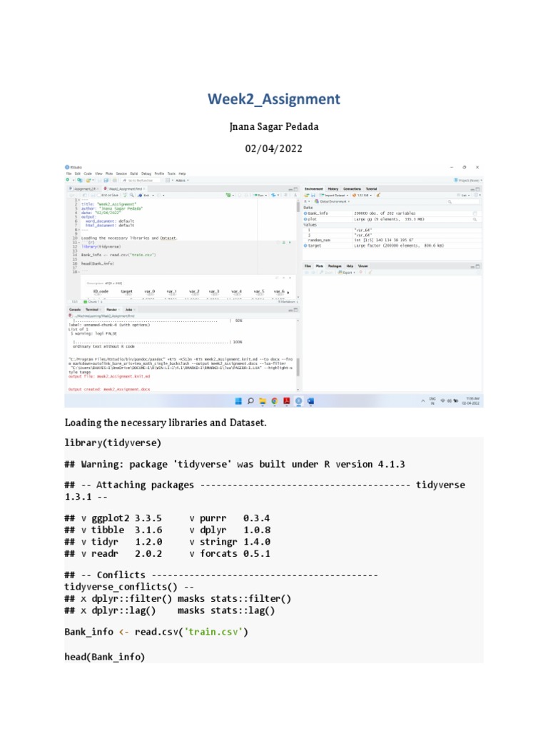 Week2 - Assignment: Jnana Sagar Pedada 02/04/2022 | PDF