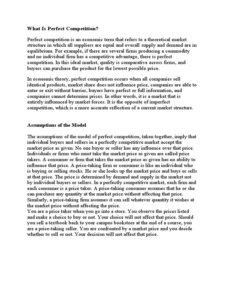 What Is Perfect Competition? | PDF | Perfect Competition | Market ...