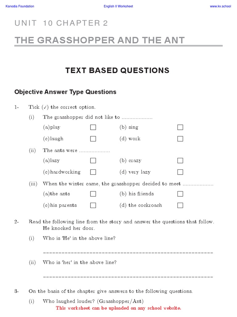 Ant and The Grasshopper | PDF