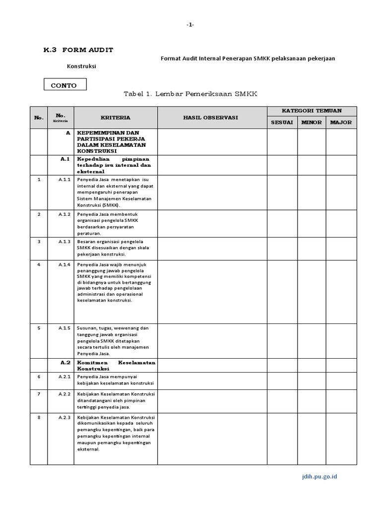 Form Audit Internal | PDF