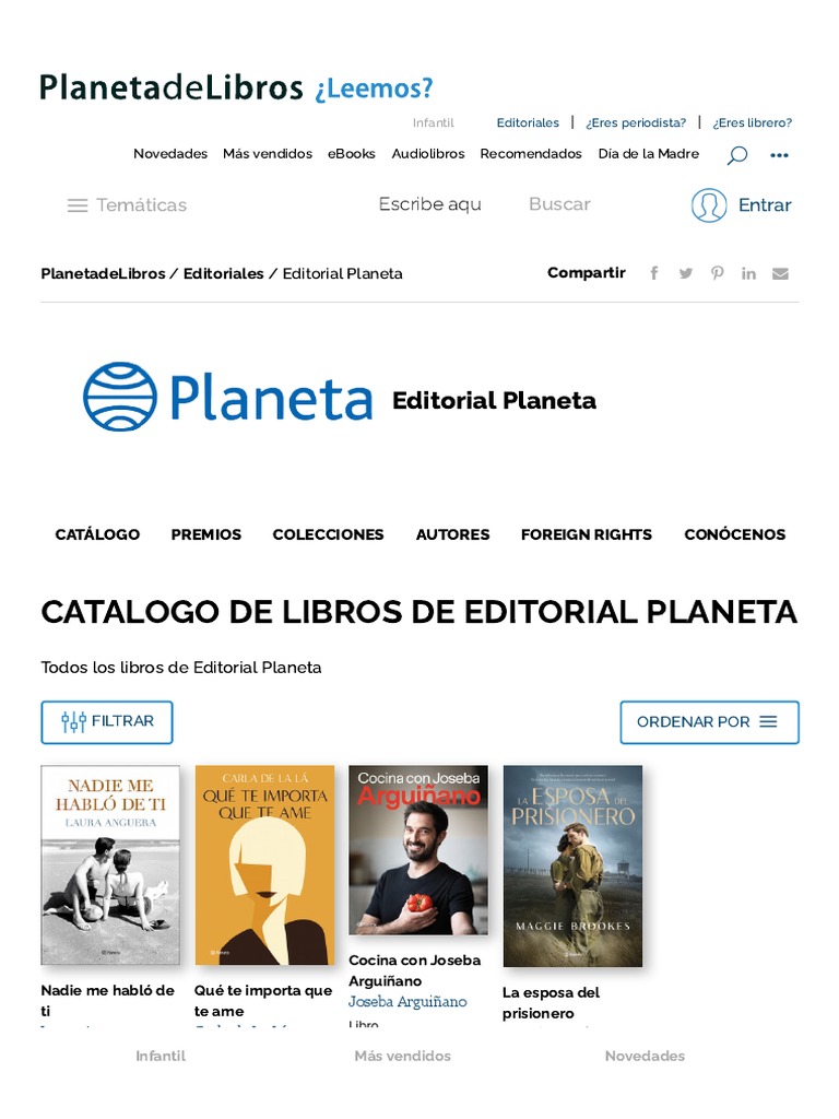 Catalogo de Libros de Editorial Planeta - PlanetadeLibros | PDF