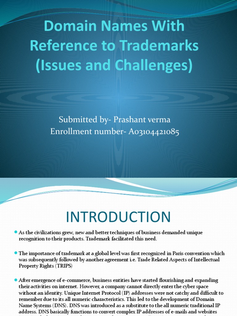 Domain Names With Reference To Trademarks (Issues and Challenges) | PDF ...
