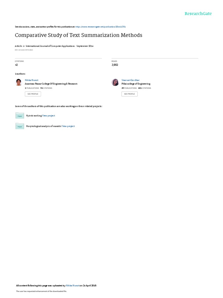 Comparative Study of Text Summarization Methods | PDF | Linguistics ...