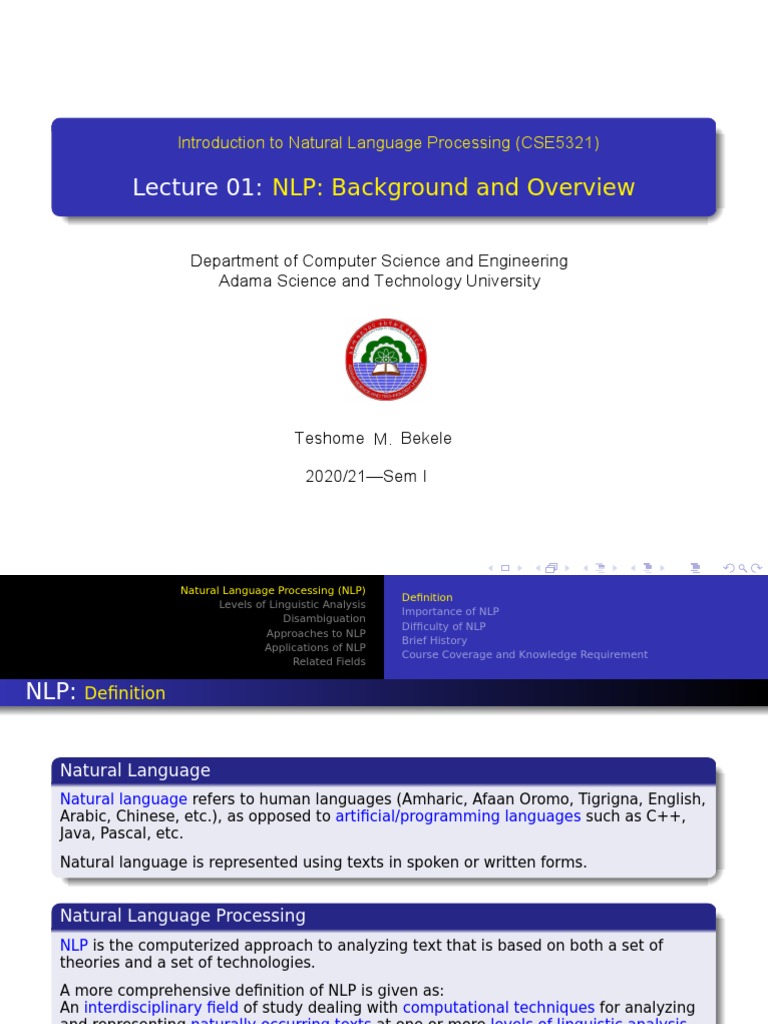 NLP: Background and Overview: Introduction To Natural Language ...