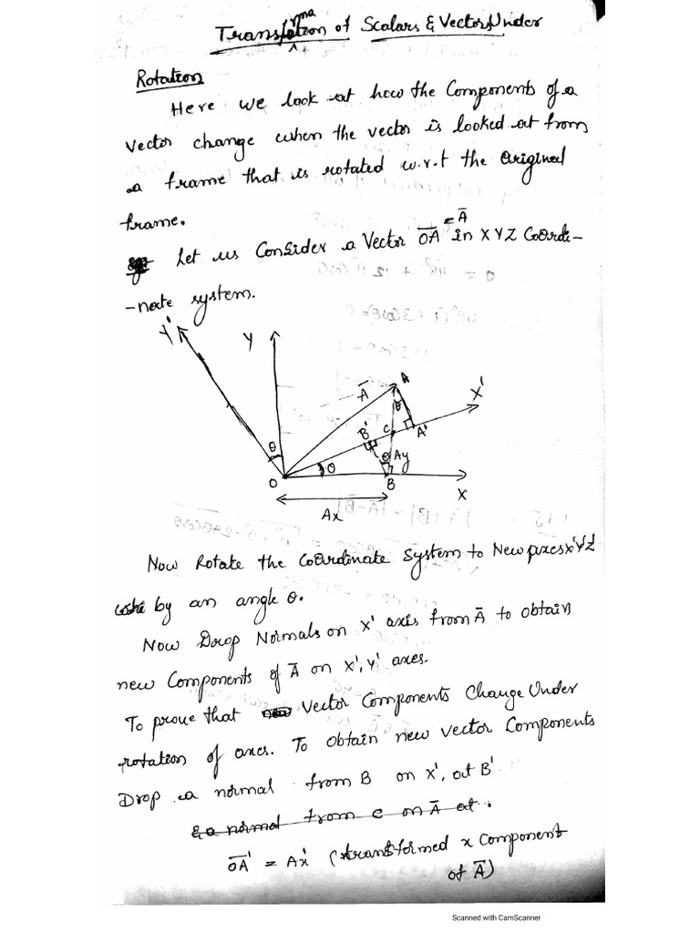 Transformation of Vectors and Scalars Under Rotation | PDF